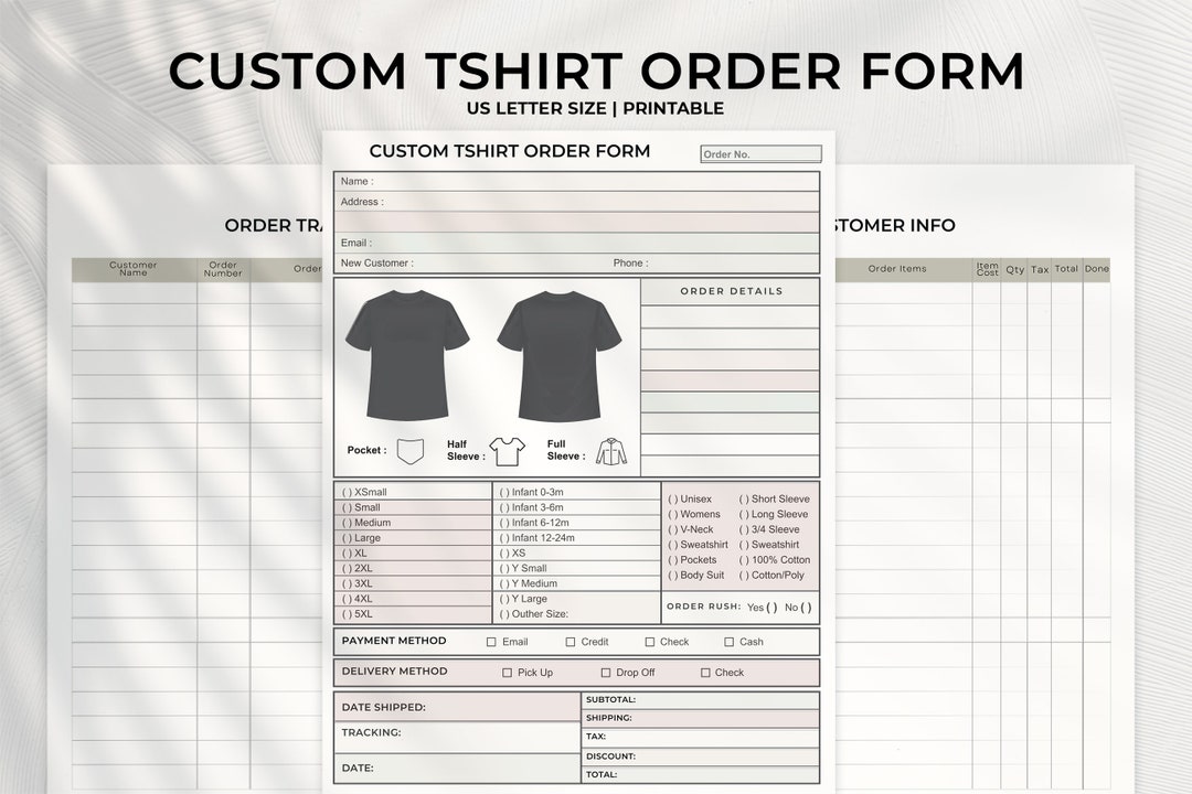 Custom Tshirt Order Form, Editable Order Form, Small Business Order ...