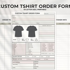 Custom Tshirt Order Form, Editable Order Form, Small Business Order ...