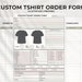 Custom Tshirt Order Form, Editable Order Form, Small Business Order ...