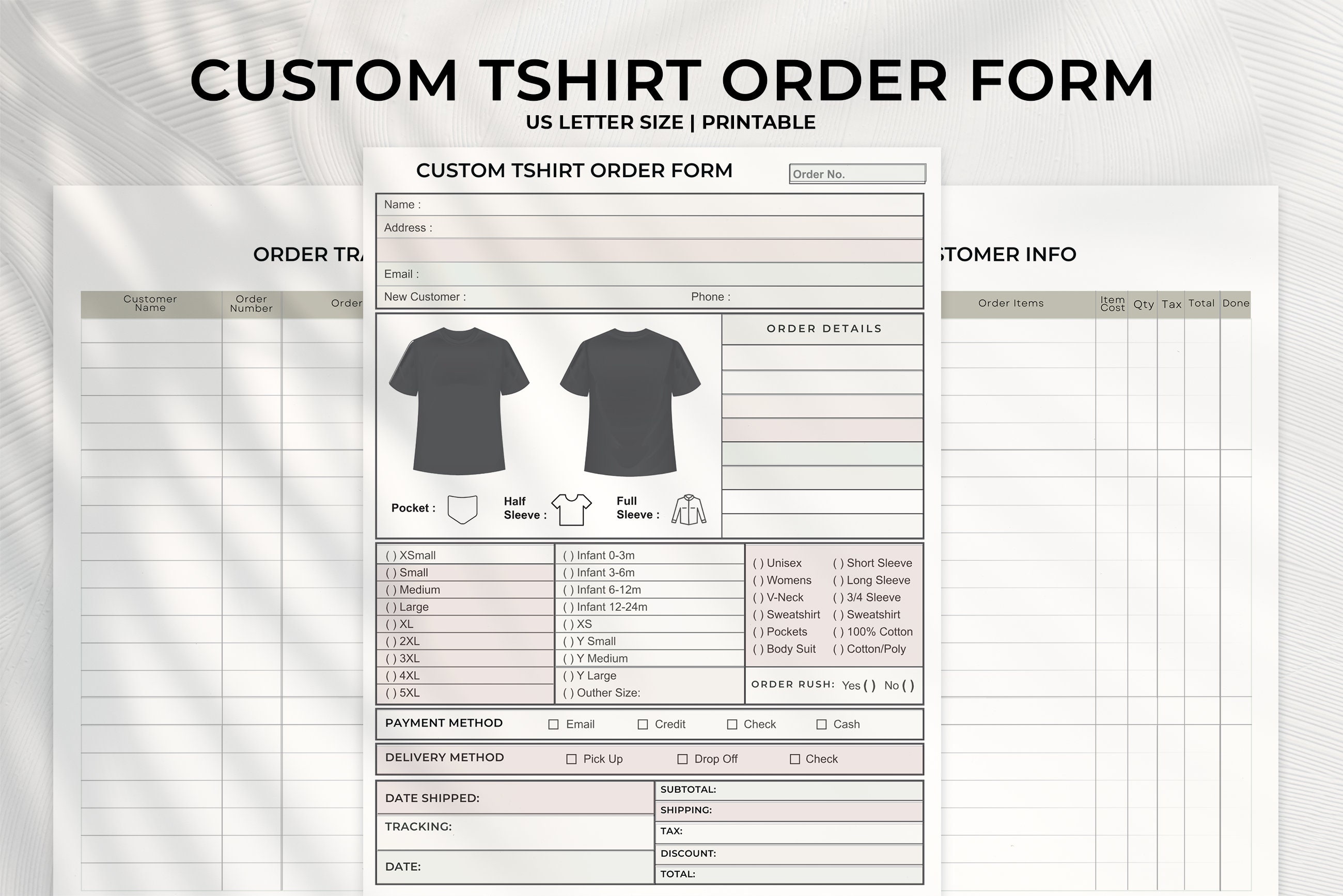 Custom Tshirt Order Form, Editable Order Form, Small Business Order ...