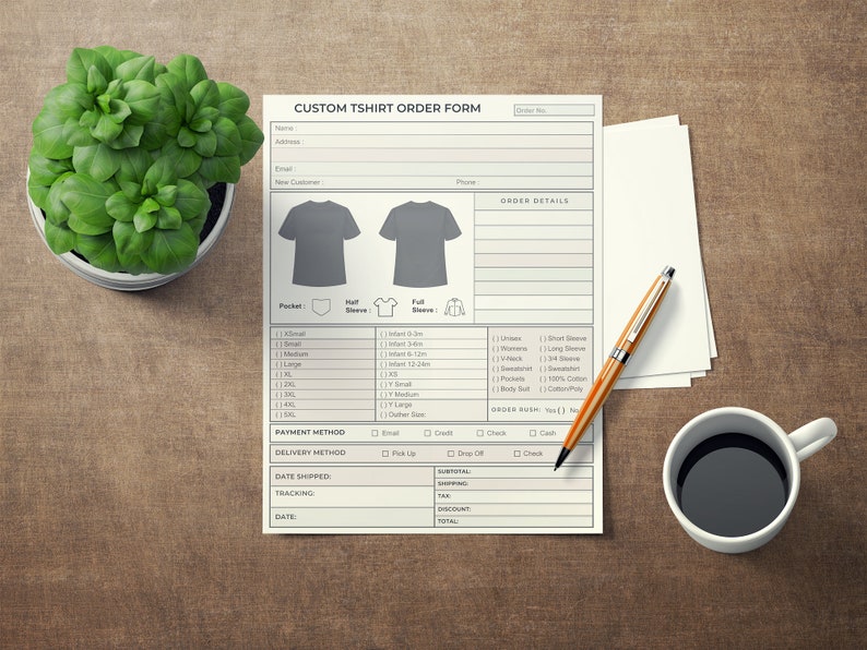 Custom Tshirt Order Form, Editable Order Form, Small Business Order ...