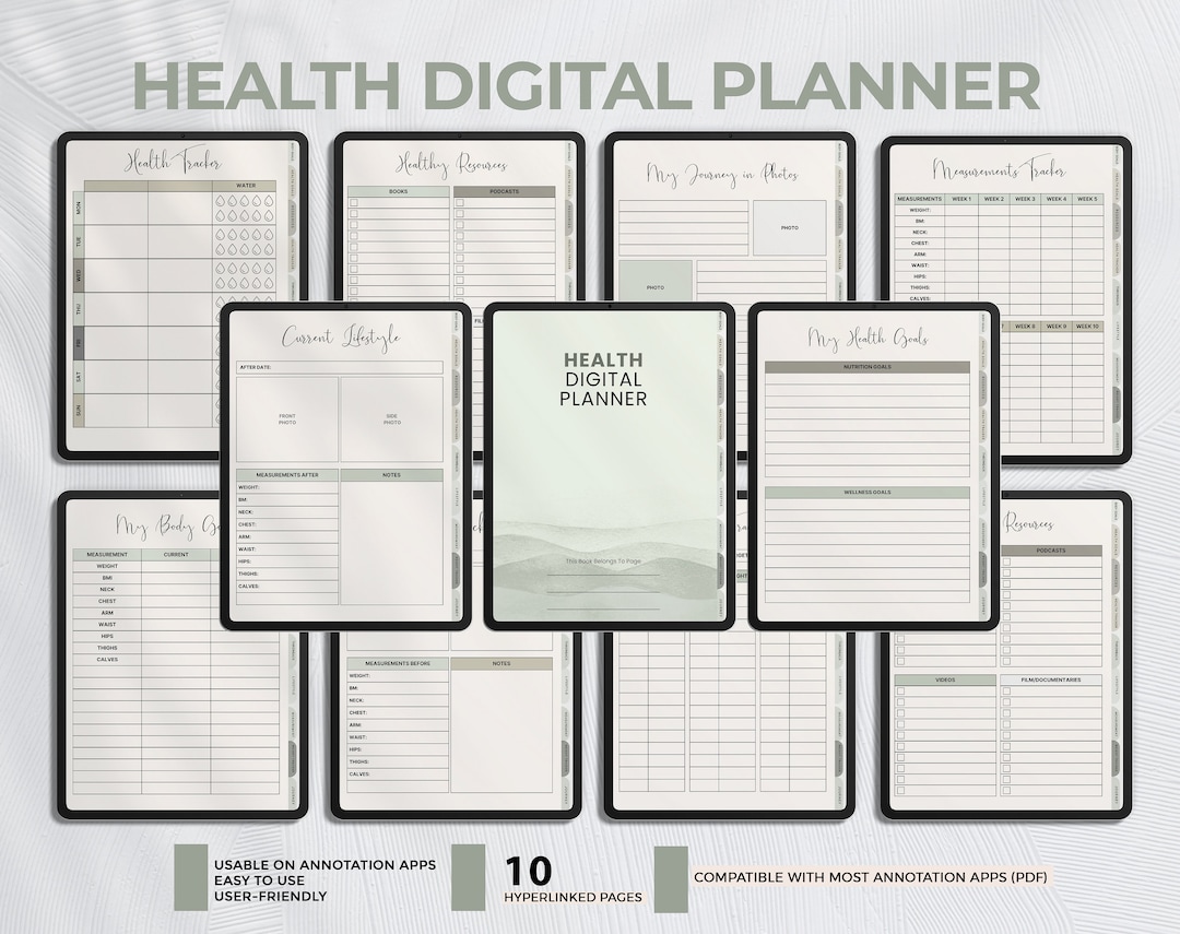 Digital Health Planner Health Planner Fitness Planner Health Tracker ...