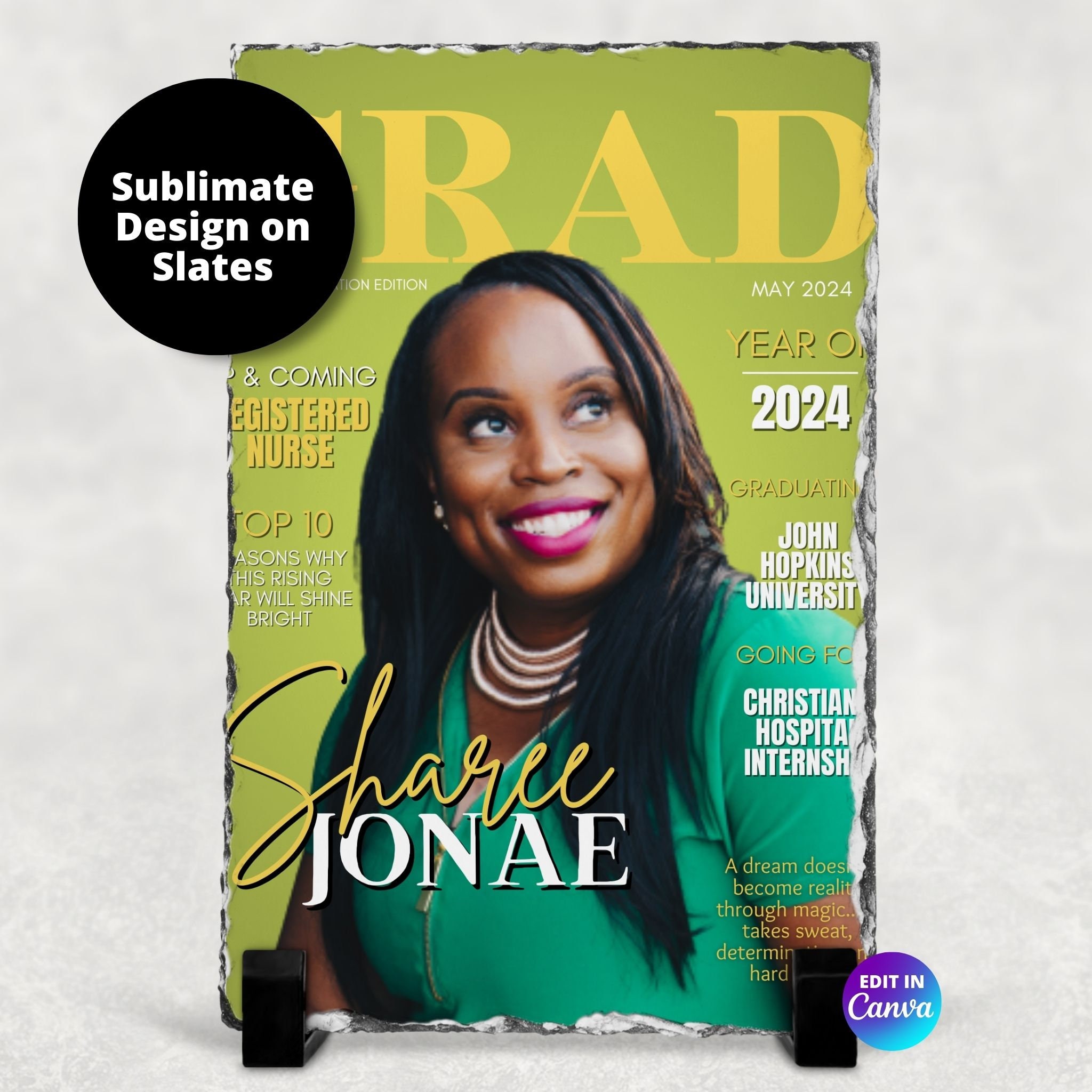 Editable Graduation Magazine Cover Canva Template Personalized Grad ...