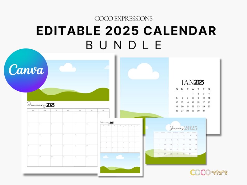 Editable 2025 Calendar Template: Canva Ready, PLR Rights (bundle) - Etsy