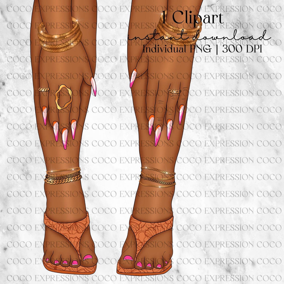Black Girl Fashion Clipart: Beach Day African American PNG (digital ...