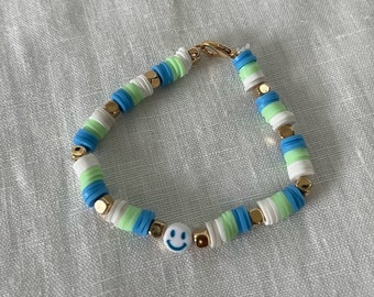 Smiley Face Clay Bead Bracelet - Etsy