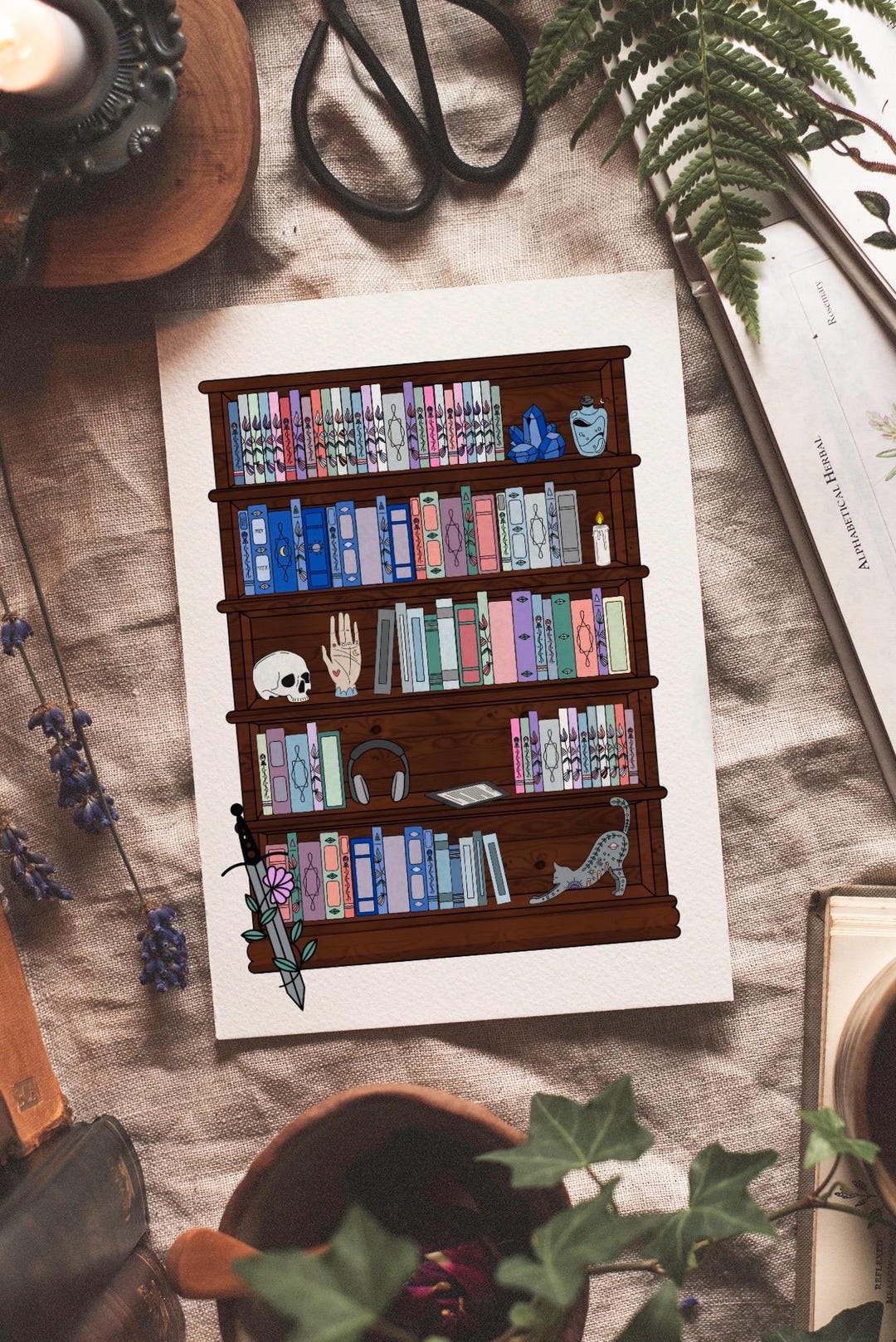 Collectors Bookshelves Print, Sketch Print, Bookish Art, Bookish Print ...