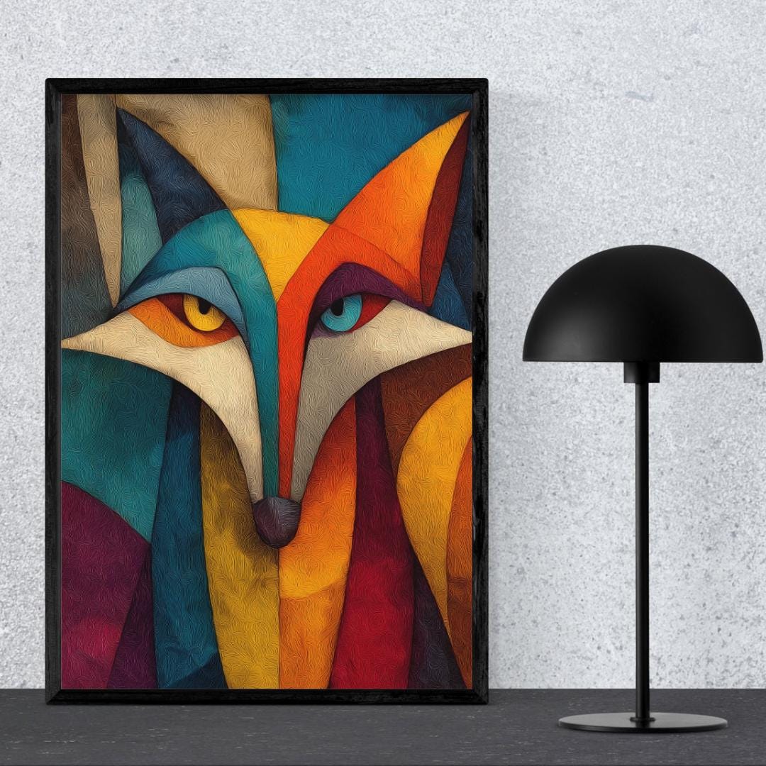 The Geometric Soul of the Fox | Picasso-style Fox, Modern Digital Art ...