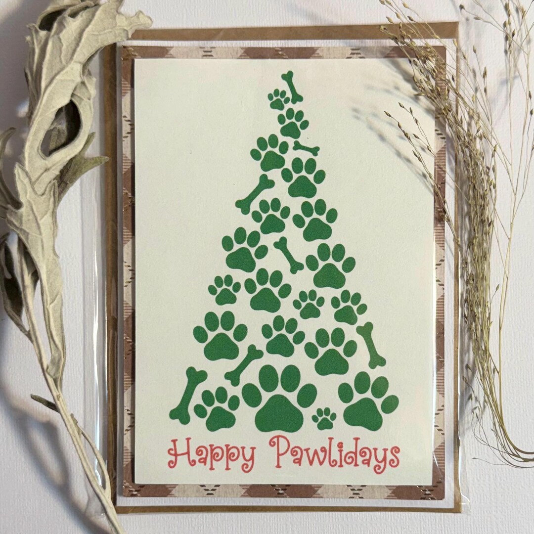 Paw Print Tree Card - Etsy