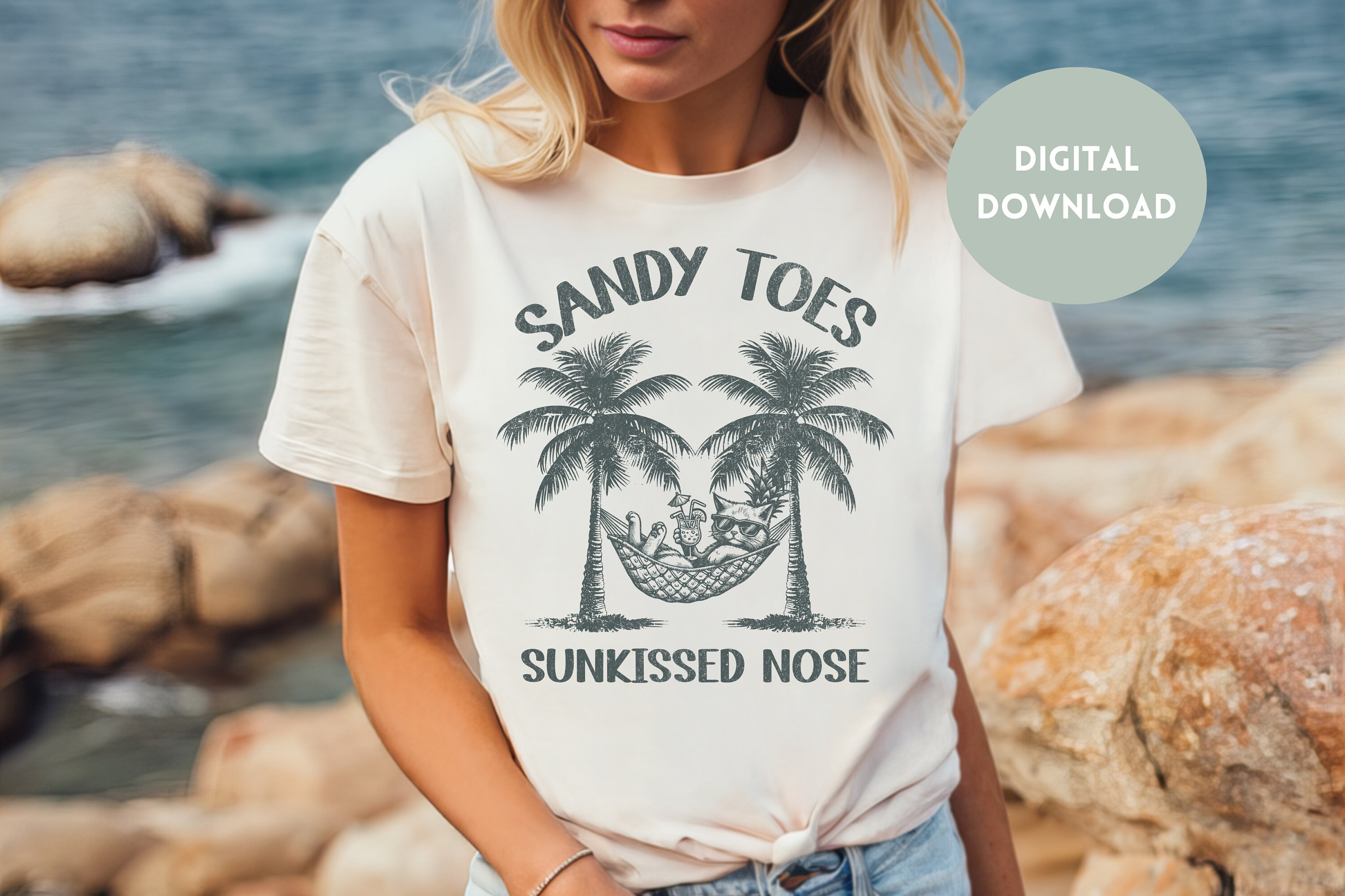 Sandy Toes Sunkissed Nose Distressed and Solid Pngsvg, Cat Lovers ...