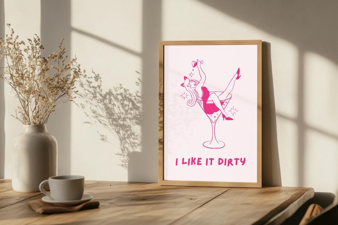 Pink Tipsy Martini Digital Print, Cocktail Print Wall Art, Pretty ...