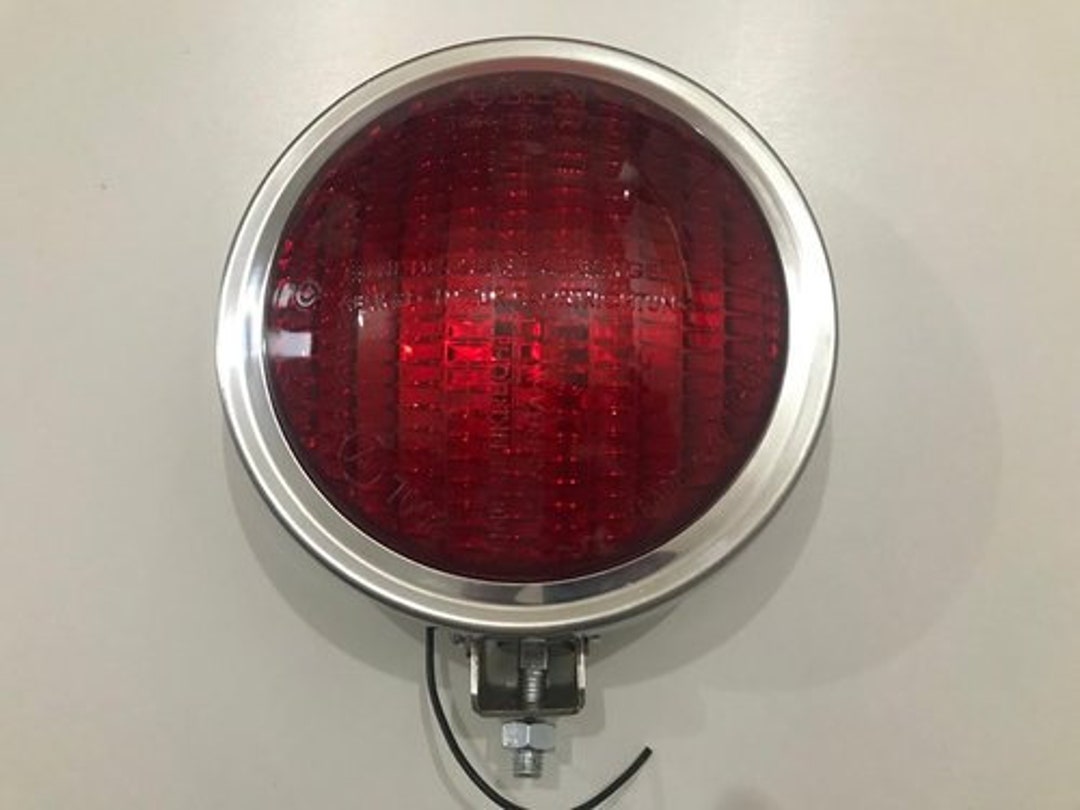 Rear Fog Light Round D=14cm Chrome Housing Metal With Red Glass for ...