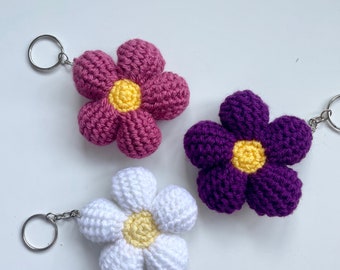 Puff Crochet Flower Keychain/ Bag Accessory - Etsy