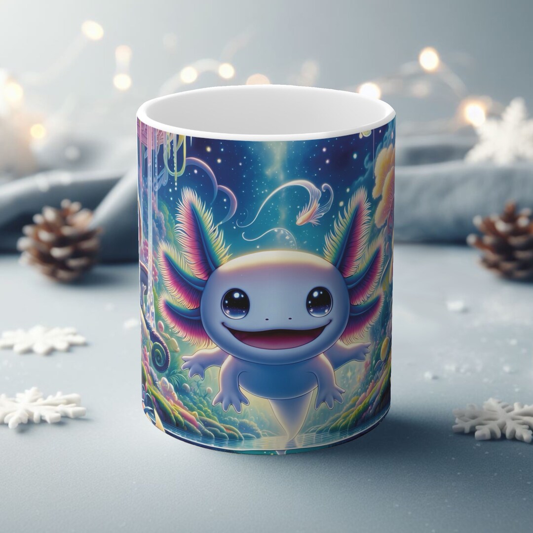 Axolotl Flowers Mug, Pink Axolotl Mug, Salamander Mug, Cute Axolotl ...