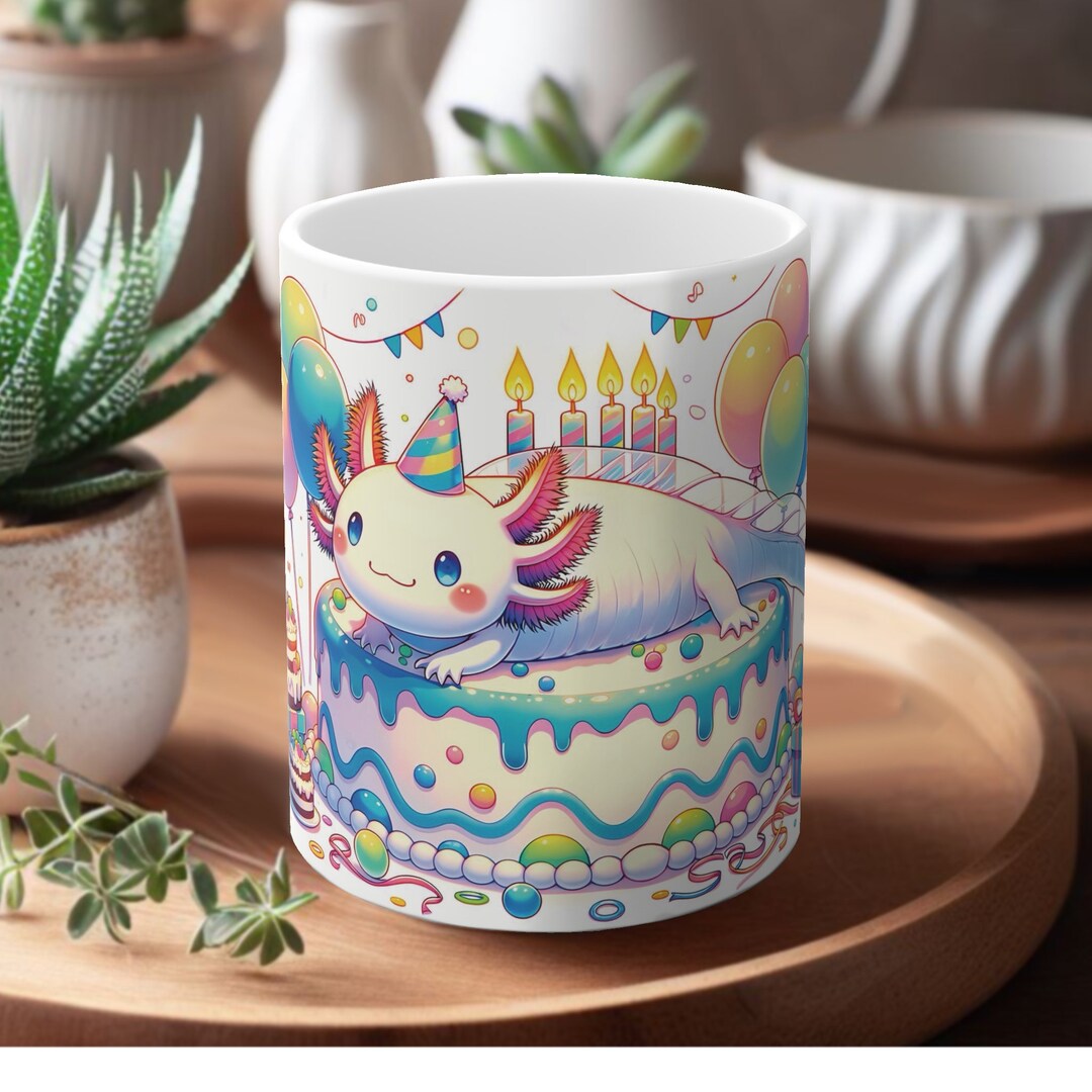 Axolotl Birthday Mug, Pink Axolotl Mug, Salamander Mug, Cute Axolotl ...