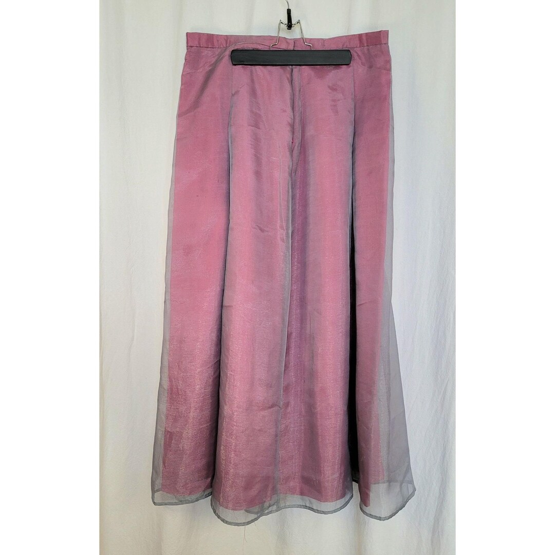 VTG APOSTROPHE Pink & Gray Sheer Overlay Maxi Skirt Whimsycore Y2K Size ...