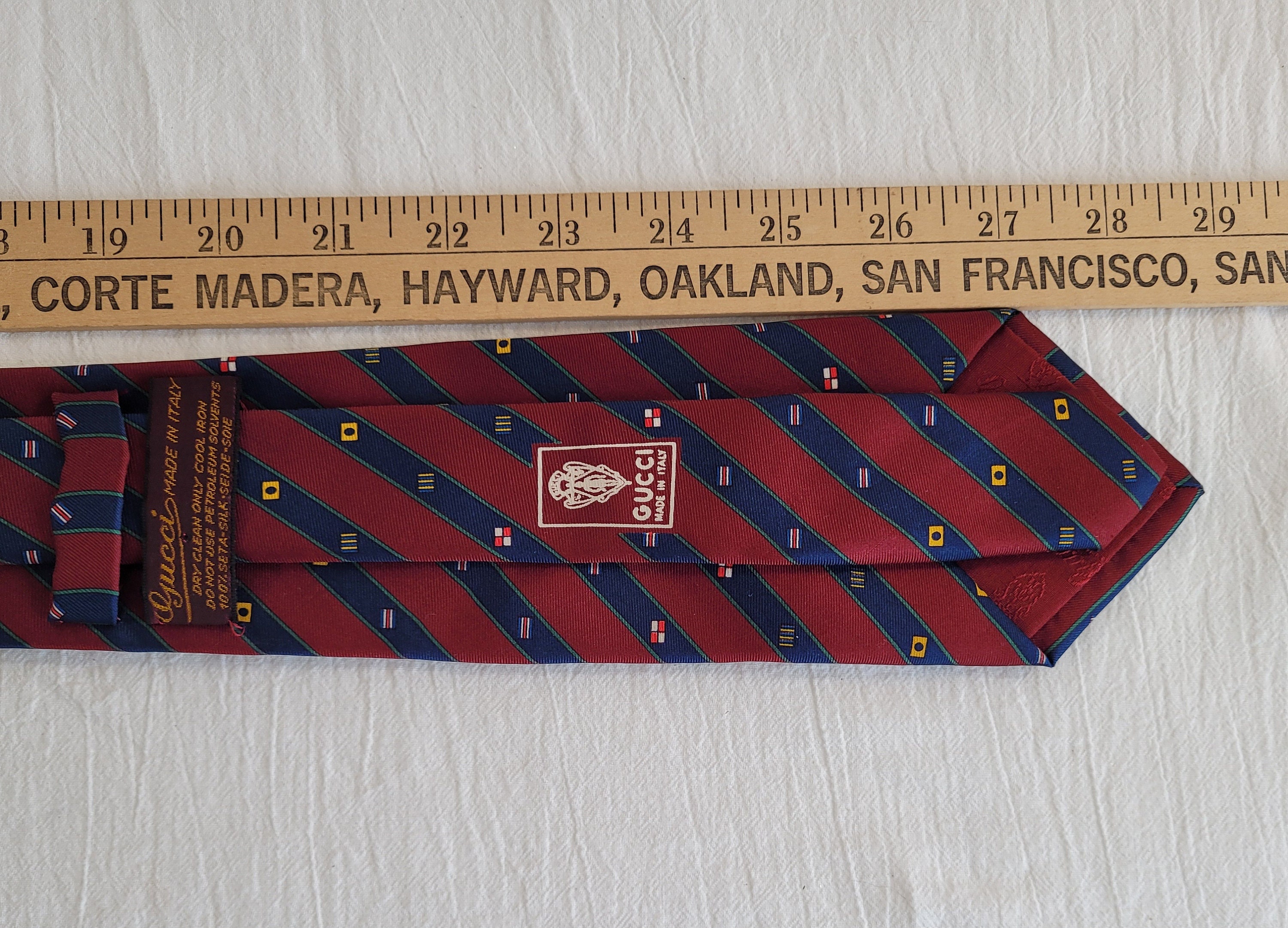 70s GUCCI Nautical Flags Diagonal Stripes Tie Unisex - Etsy