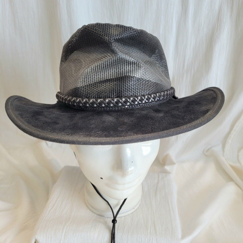 Black Western Boonie Hat Leather Brim Band Visor Fishing Breathable ...