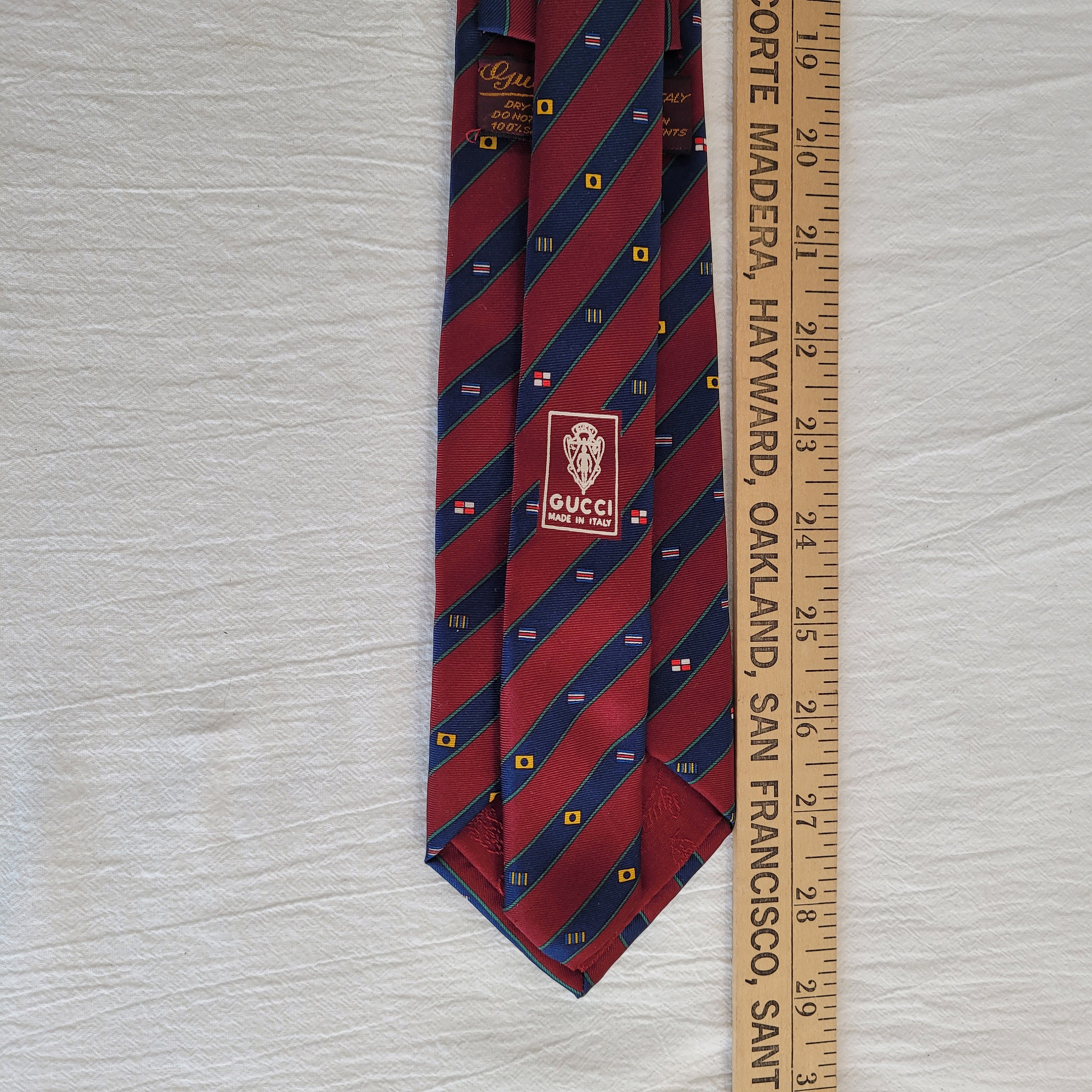 70s GUCCI Nautical Flags Diagonal Stripes Tie Unisex - Etsy
