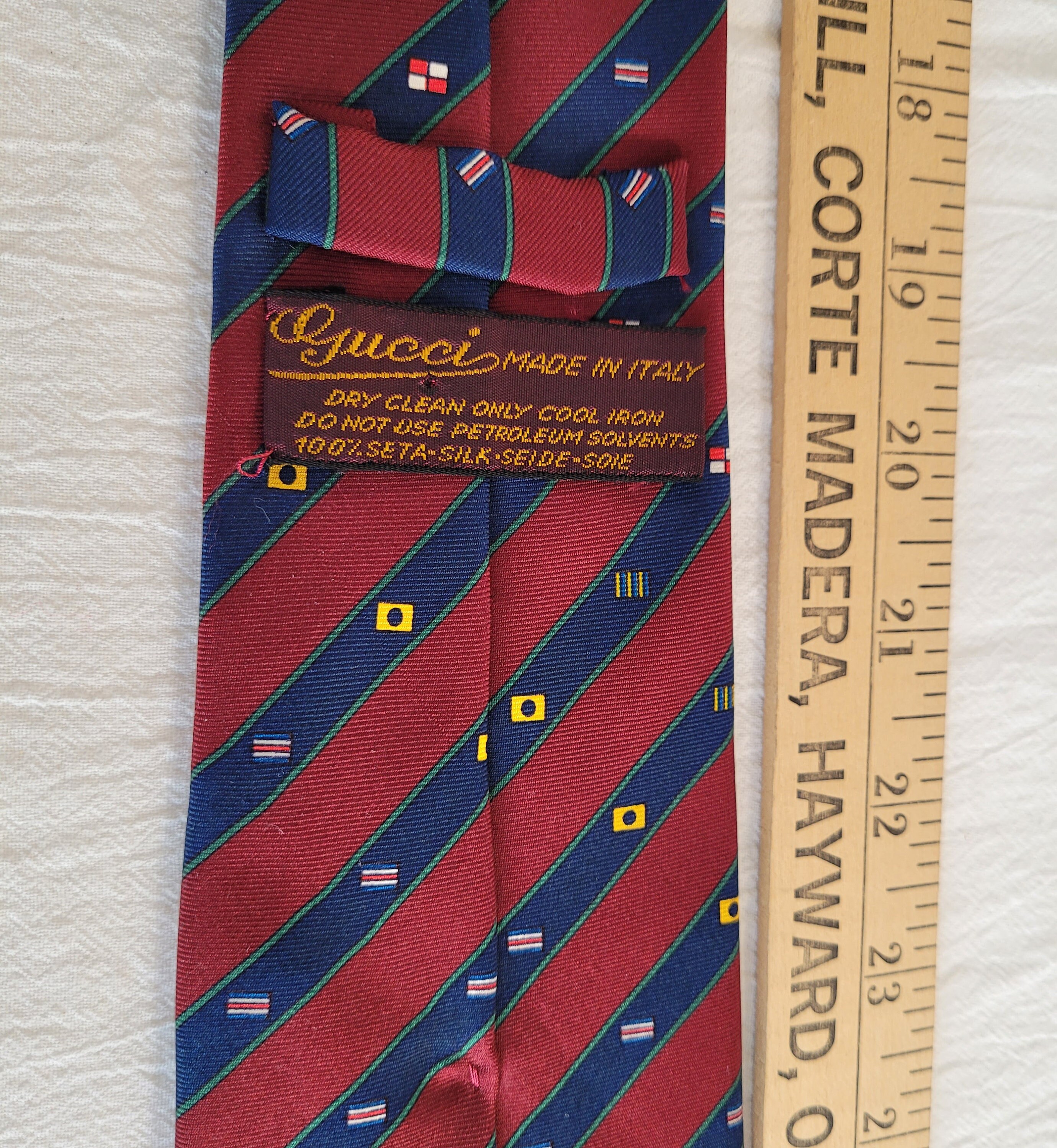 70s GUCCI Nautical Flags Diagonal Stripes Tie Unisex - Etsy