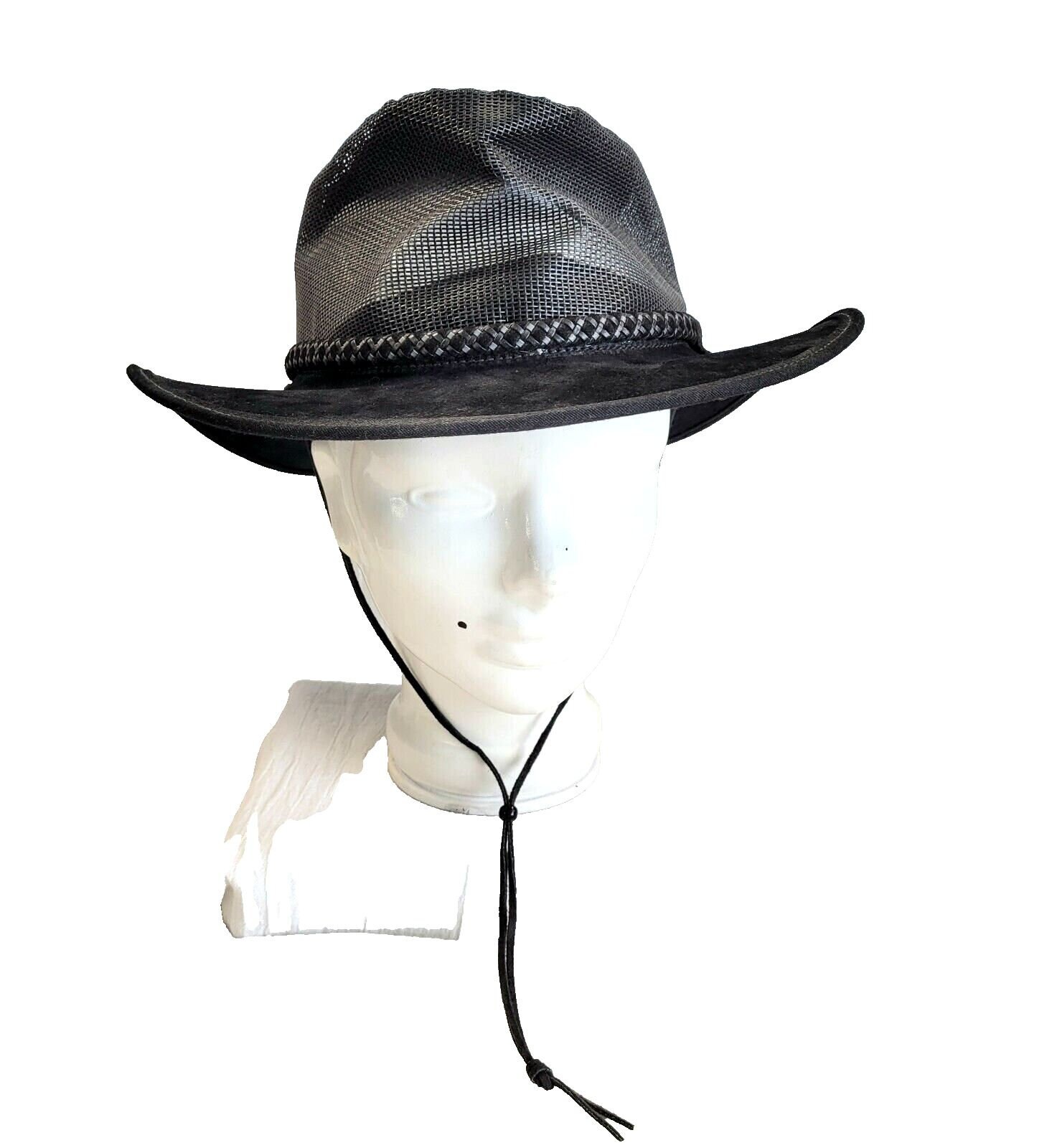 Black Western Boonie Hat Leather Brim Band Visor Fishing Breathable ...