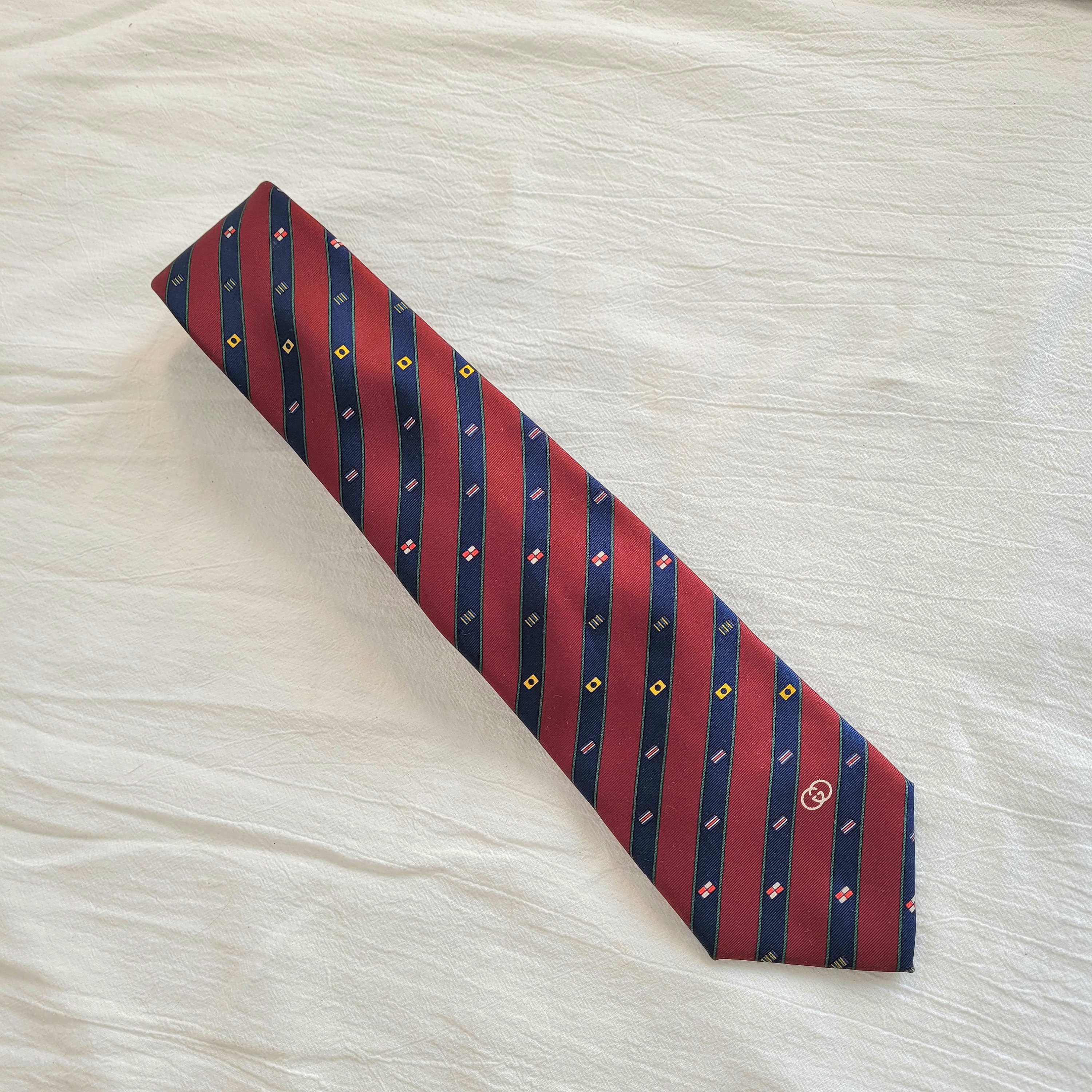 70s GUCCI Nautical Flags Diagonal Stripes Tie Unisex - Etsy