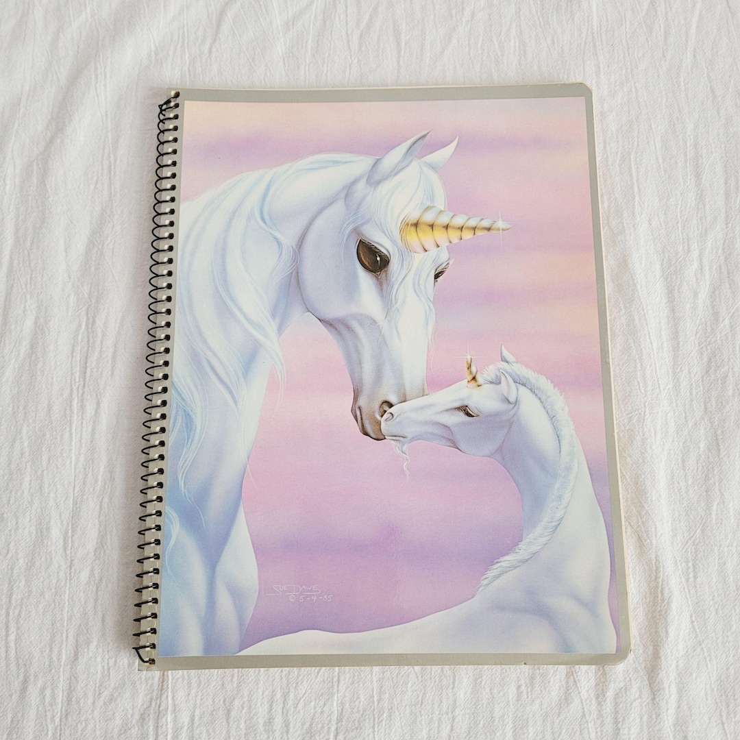 Vintage1980s School Notebook Susan Sue Dawe Art Fantasy Unicorn Mead - Etsy