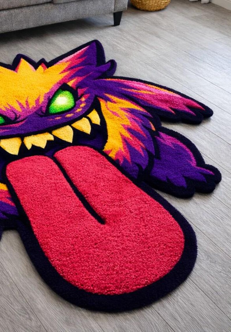 Handmade Tufted Monster Rug | New Zealand Wool Cartoon Decor - Etsy