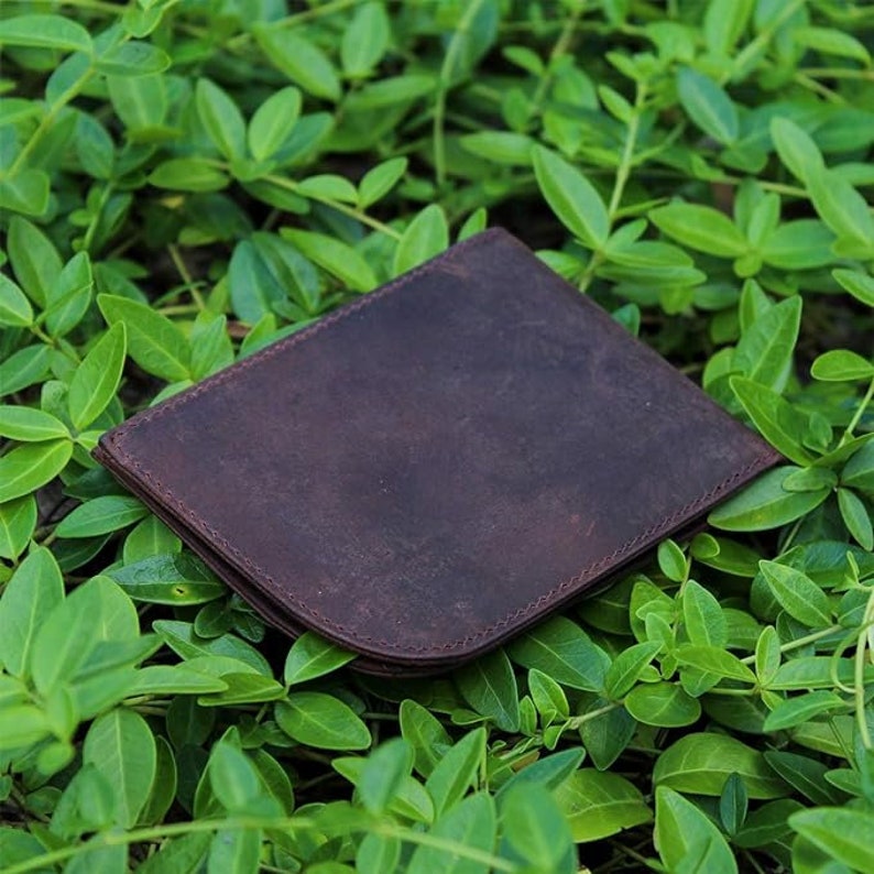 Slim Top Grain Leather Wallet: RFID Blocking Front Pocket Billfold - Etsy