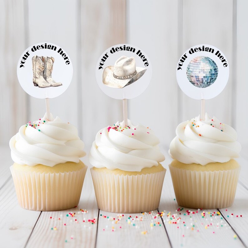 Eras Tour Cupcake Toppers Editable Canva Digital Download Birthday ...