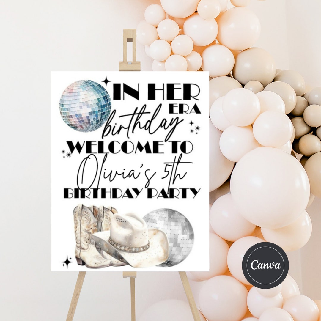 Eras Birthday Sign With Pictures Editable Instant Download With Canva ...
