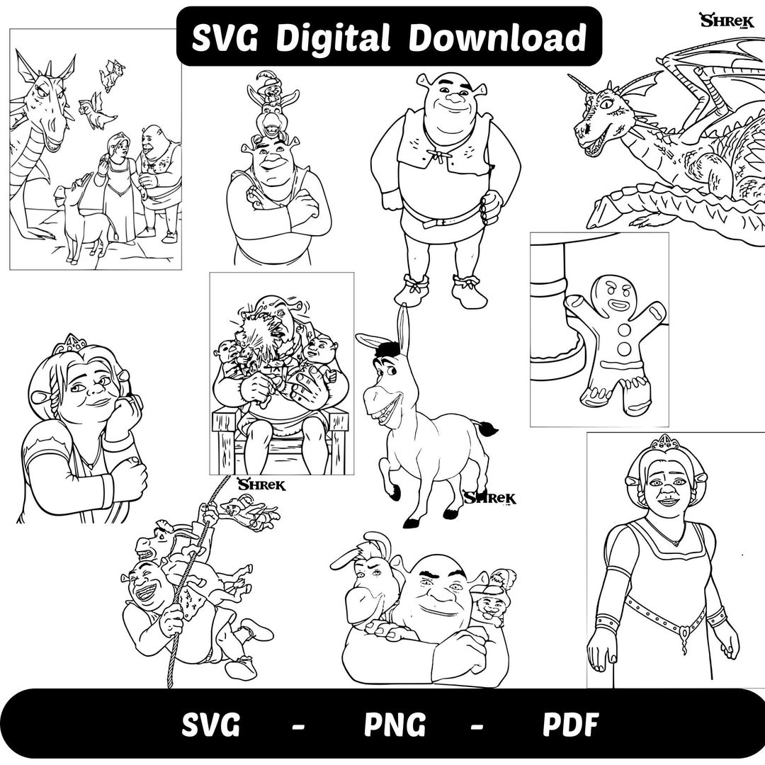 Shrek SVG File , Digital Download,princess Fiona, Donkey , Instant ...
