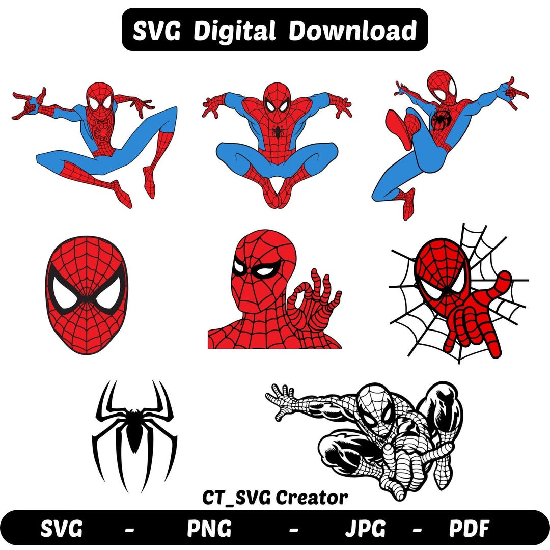 Spiderman SVG File, Digital Download, Spiderman Pdf Pattern, Spiderman ...