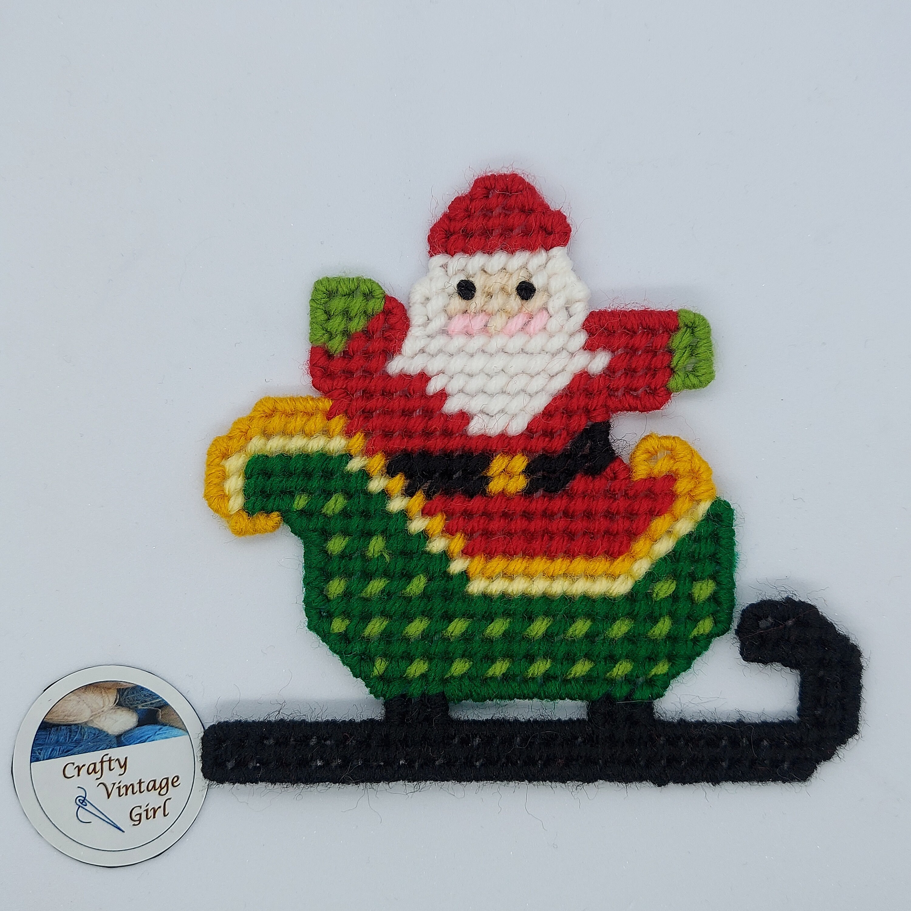 Santa and Sleigh Plastic Canvas Magnet or Ornament - Etsy