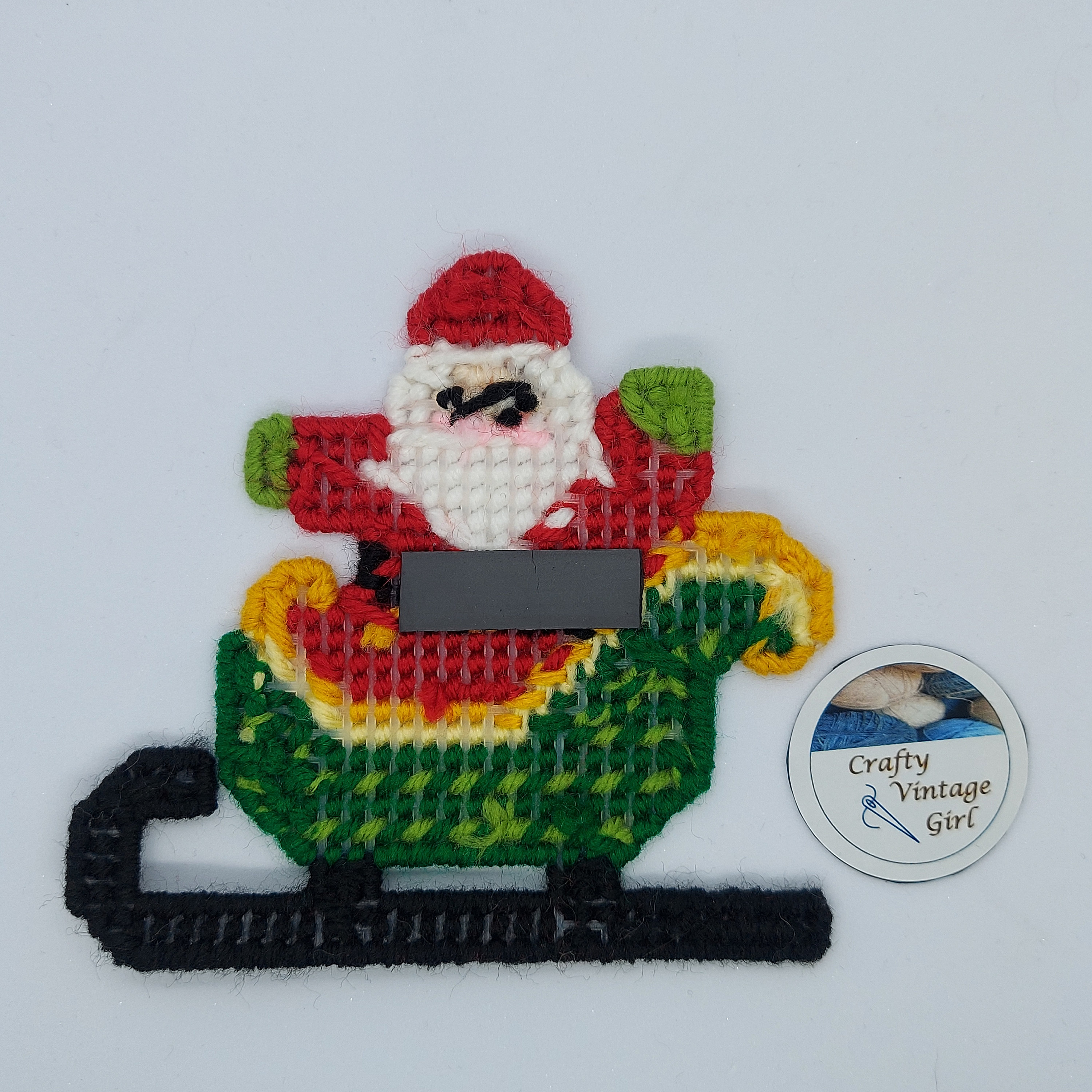 Santa and Sleigh Plastic Canvas Magnet or Ornament - Etsy