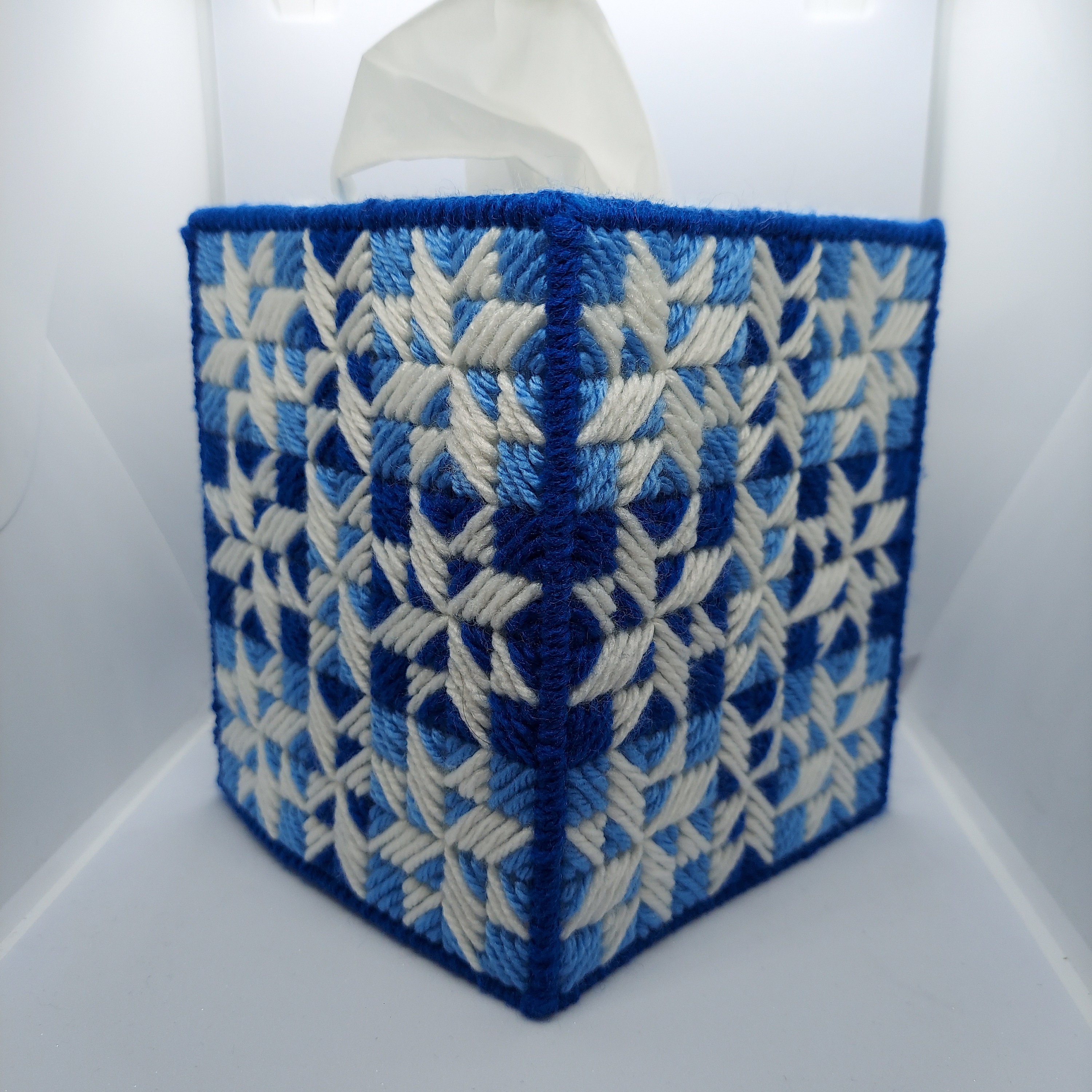 Quilted Snowflake Tissue Box Cover From Plastic Canvas - Etsy