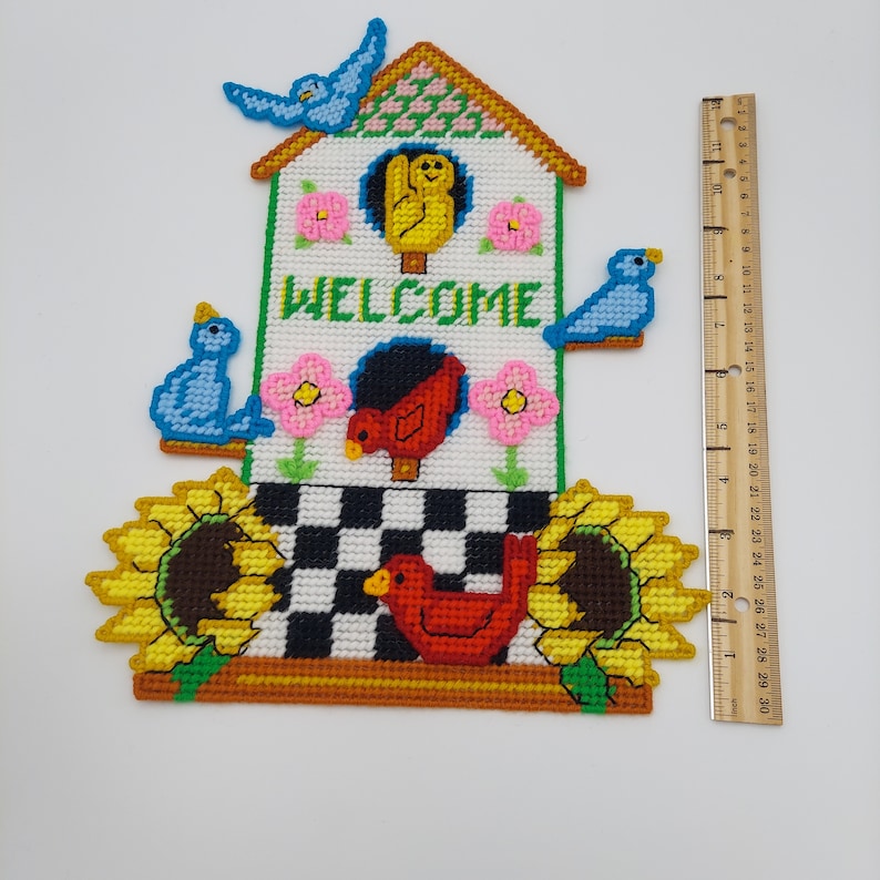 Welcome Bird House Sign From Plastic Canvas - Etsy