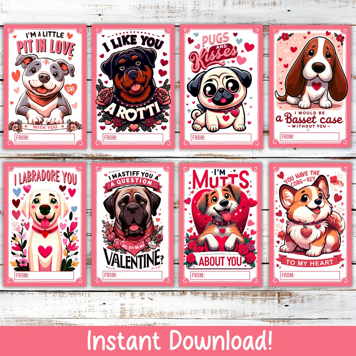 Printable Kids Valentine's Day Cards - Dog Themed Valentine’s Cards ...