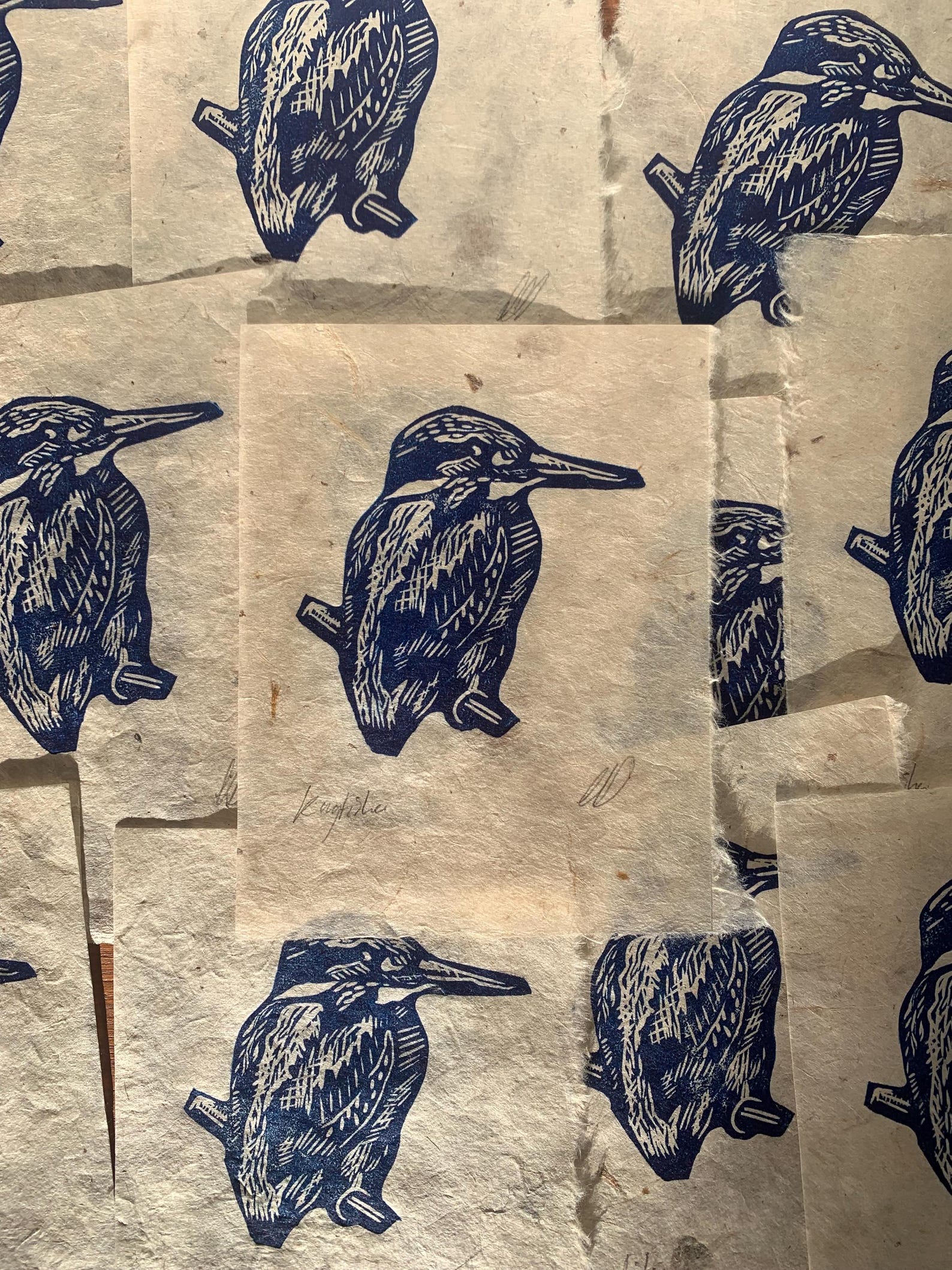 Kingfisher Lino Print on Handmade Paper A6 - Etsy