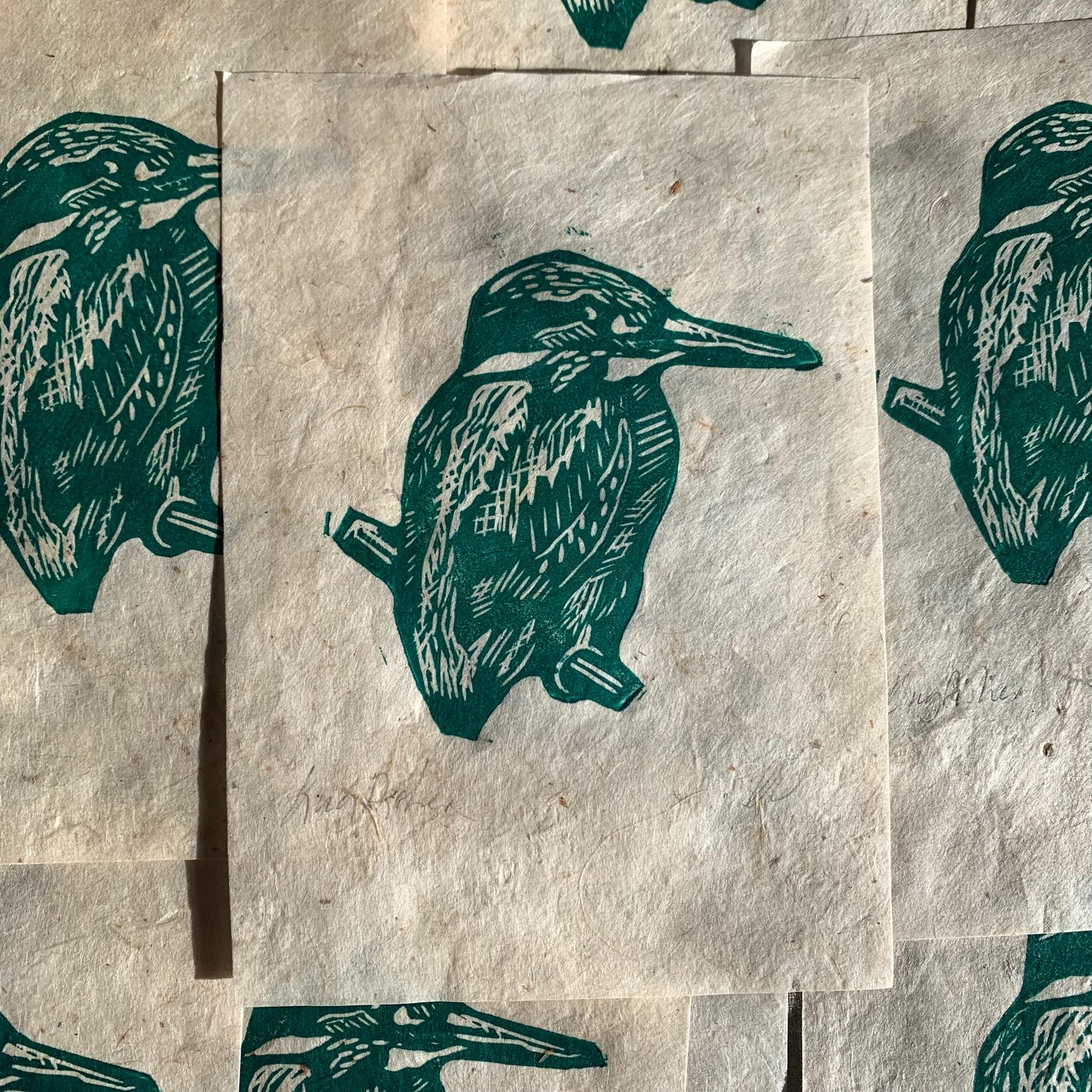 Kingfisher Lino Print on Handmade Paper A6 - Etsy