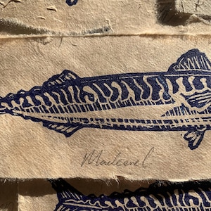 Lino Print Mackerel Fish Original on Handmade Paper - Etsy