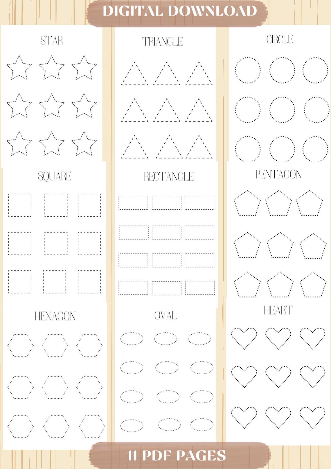 Shape Tracing Worksheets, Trace the Shapes and Color, Pre Math Skills ...