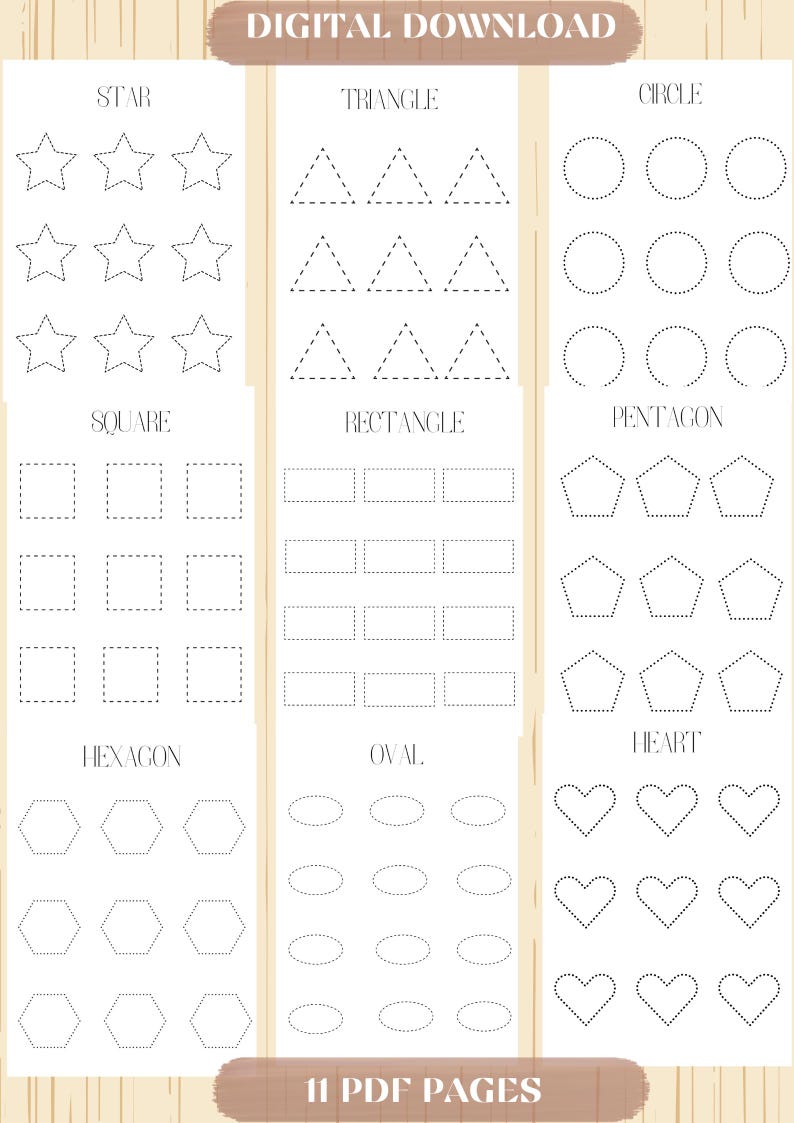 Shape Tracing Worksheets, Trace the Shapes and Color, Pre Math Skills ...