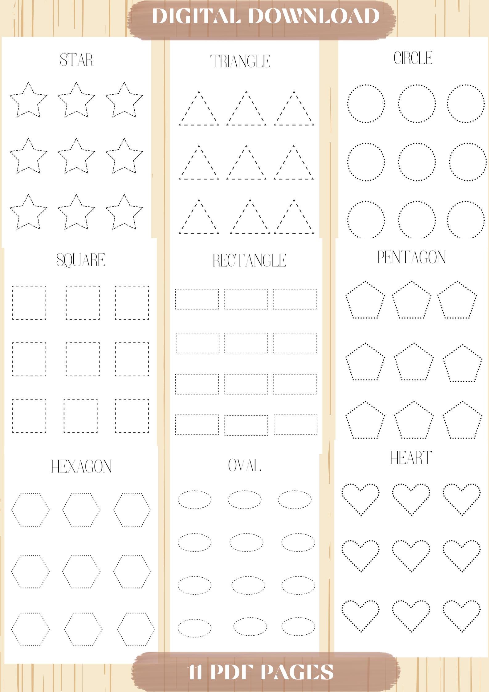 Shape Tracing Worksheets, Trace the Shapes and Color, Pre Math Skills ...