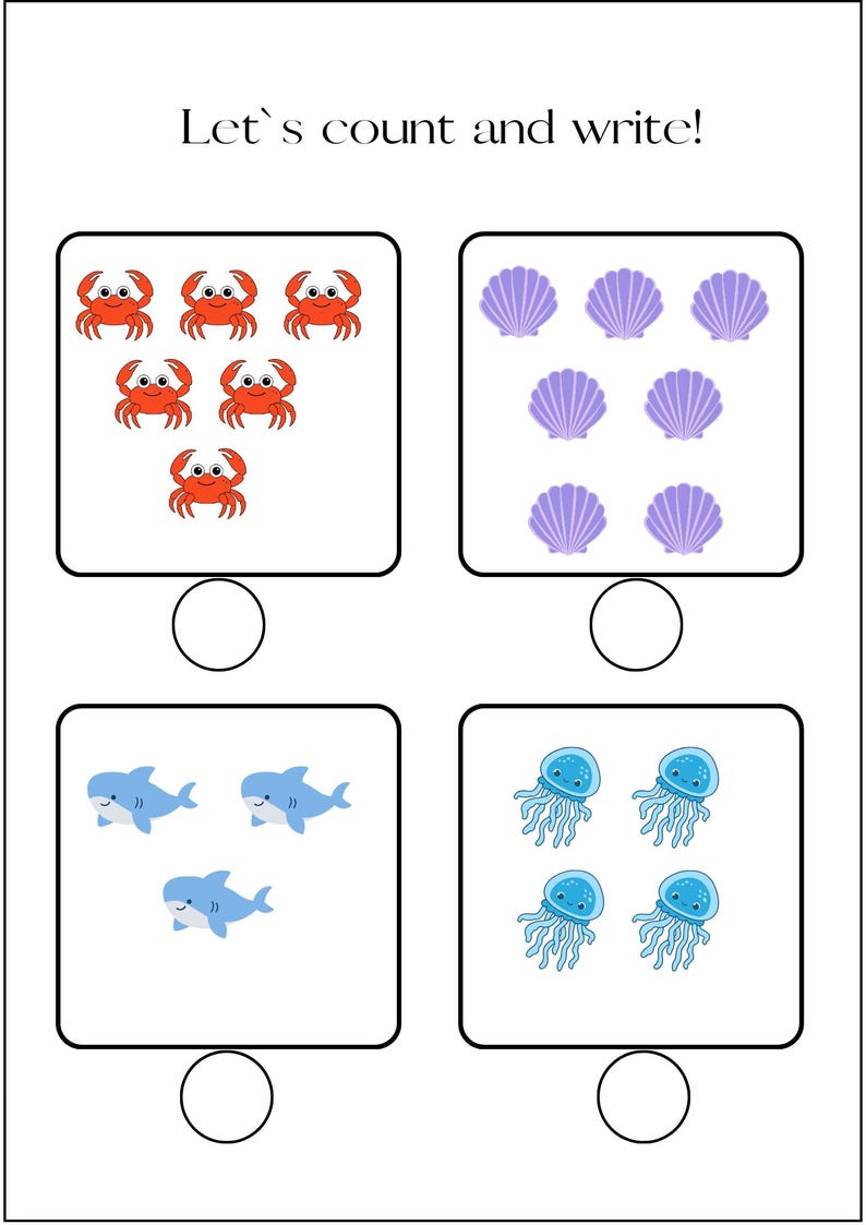 Let's Count, Match or Write!, Count and Match Worksheets, Printable ...