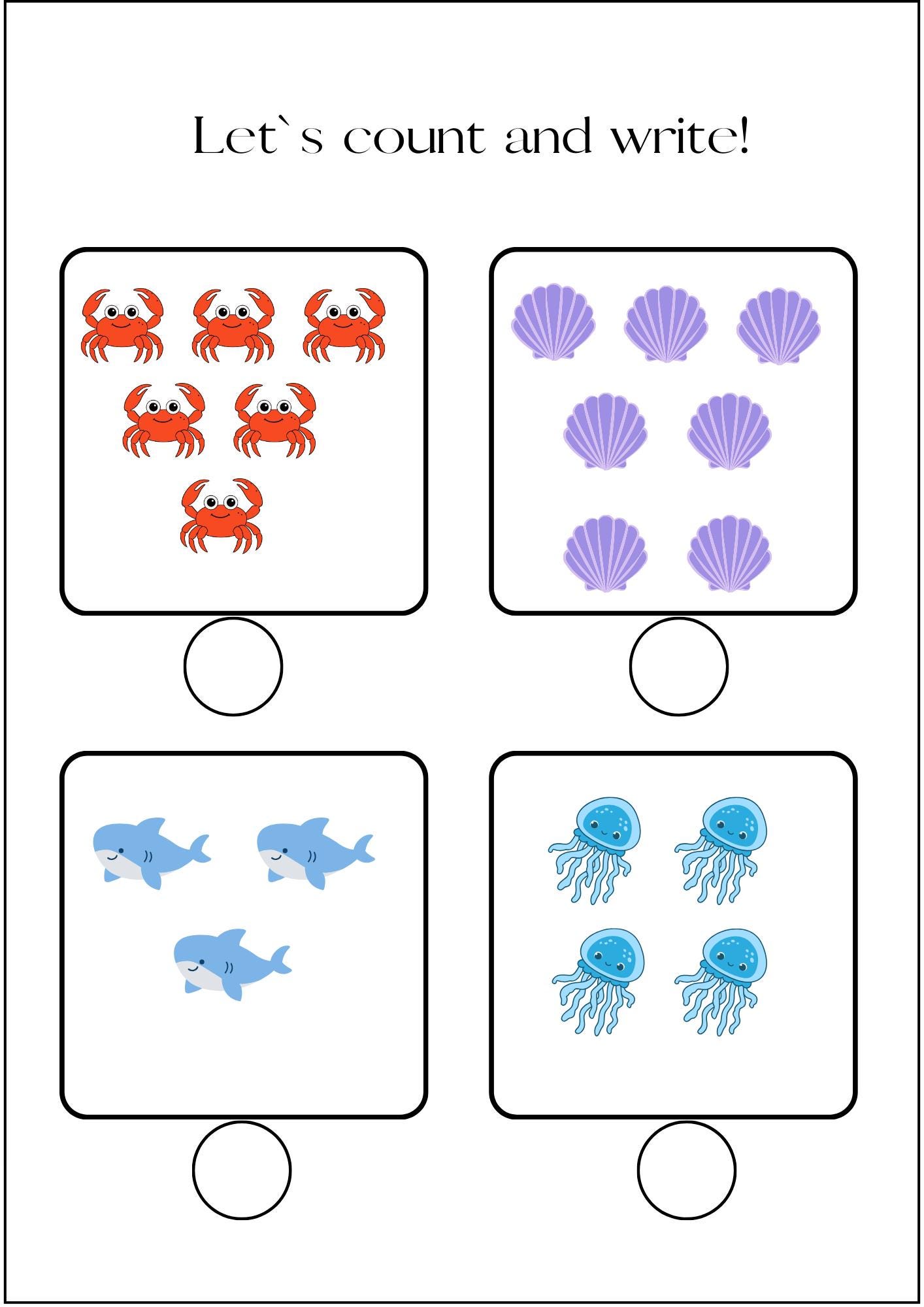 Let's Count, Match or Write!, Count and Match Worksheets, Printable ...