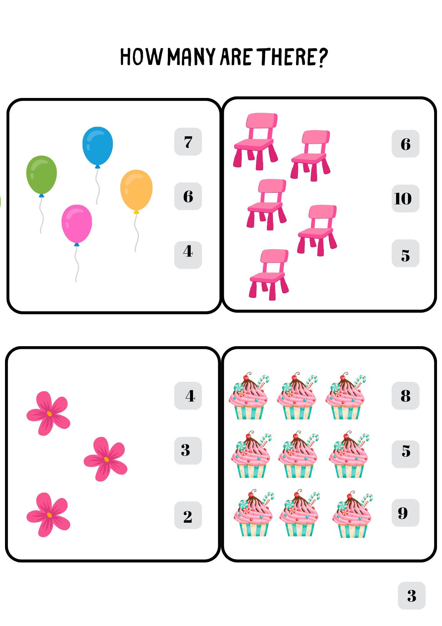Numbers and Counting, How Many Are There?, Preschool, 5 Printable ...