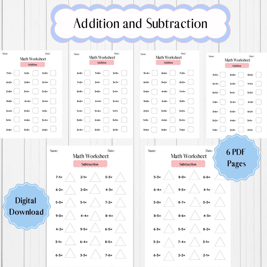 Addition and Subtraction Math Worksheets, Addition and Subtraction to ...