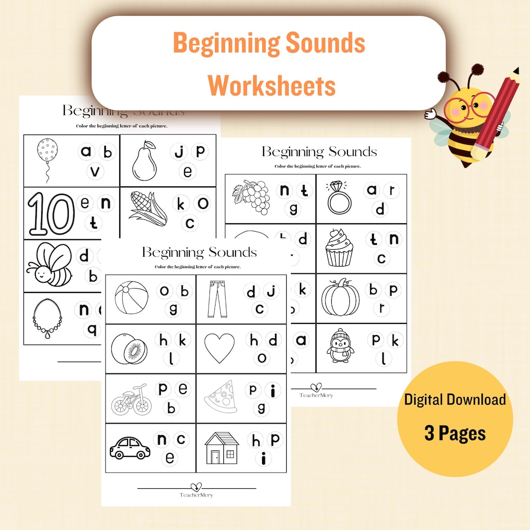 Beginning Sounds Worksheets, Learning to Read, Preschool, Homeschool ...