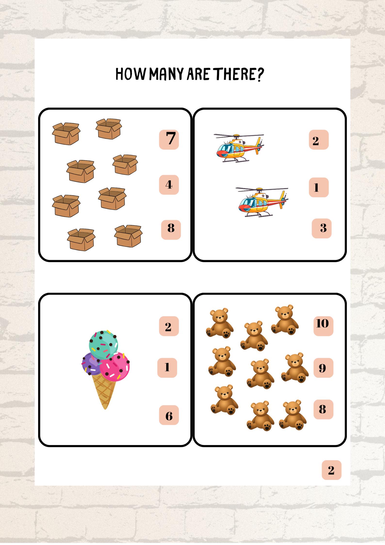 Numbers and Counting, How Many Are There?, Preschool, 5 Printable ...